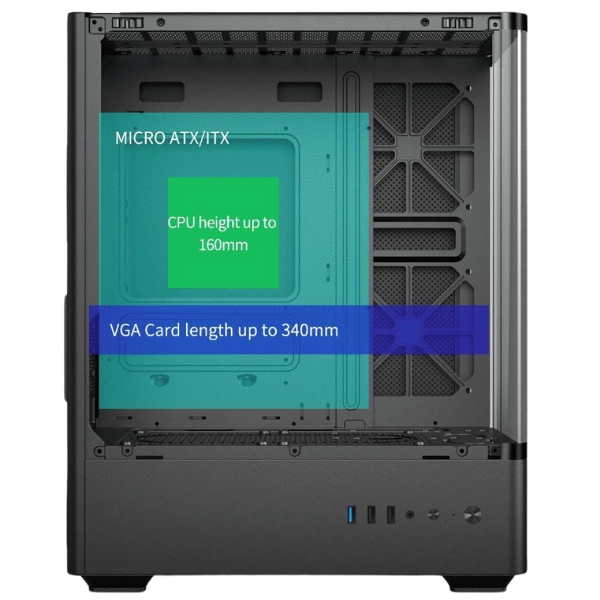 SOEYI U620 BLACK GAMING CASE WITHOUT FANS